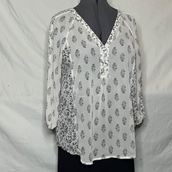 Maurices | Tops | Maurices Sheer Peasant Top With Elastic Cuffs Sheer ...